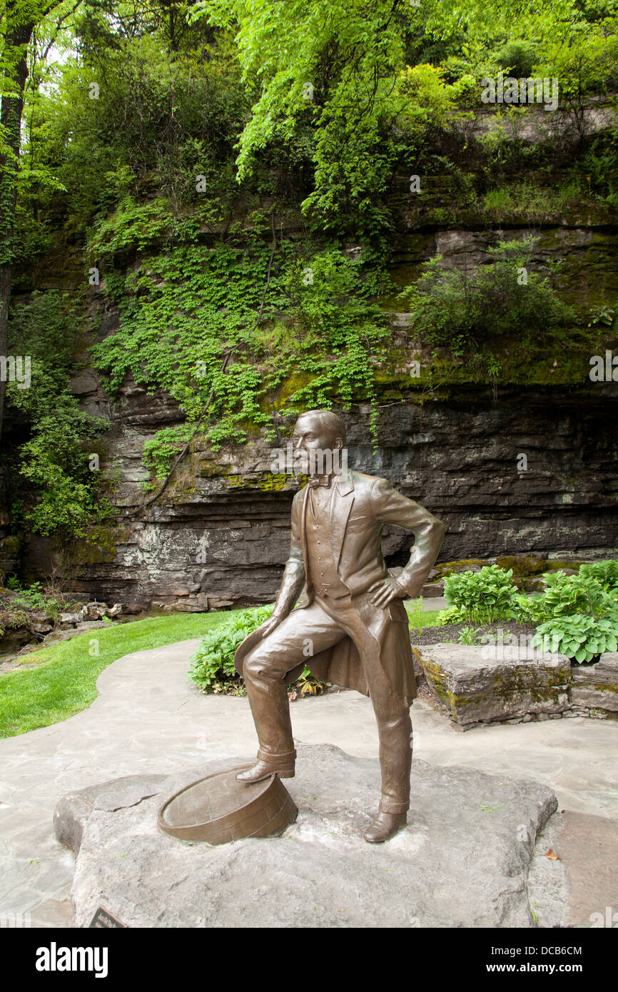 Statue of founder Jack Daniel beside the freshwater spring at Jack ...