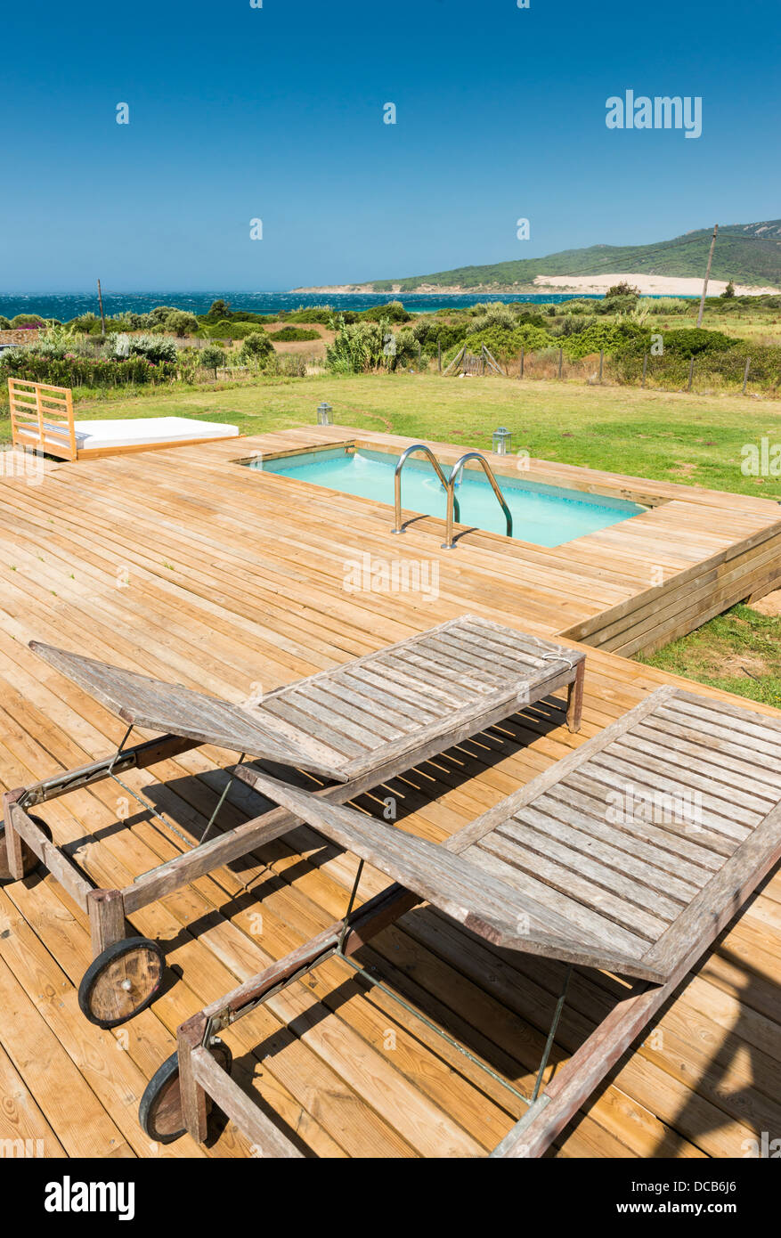 Terrace and swimming pool Stock Photo - Alamy