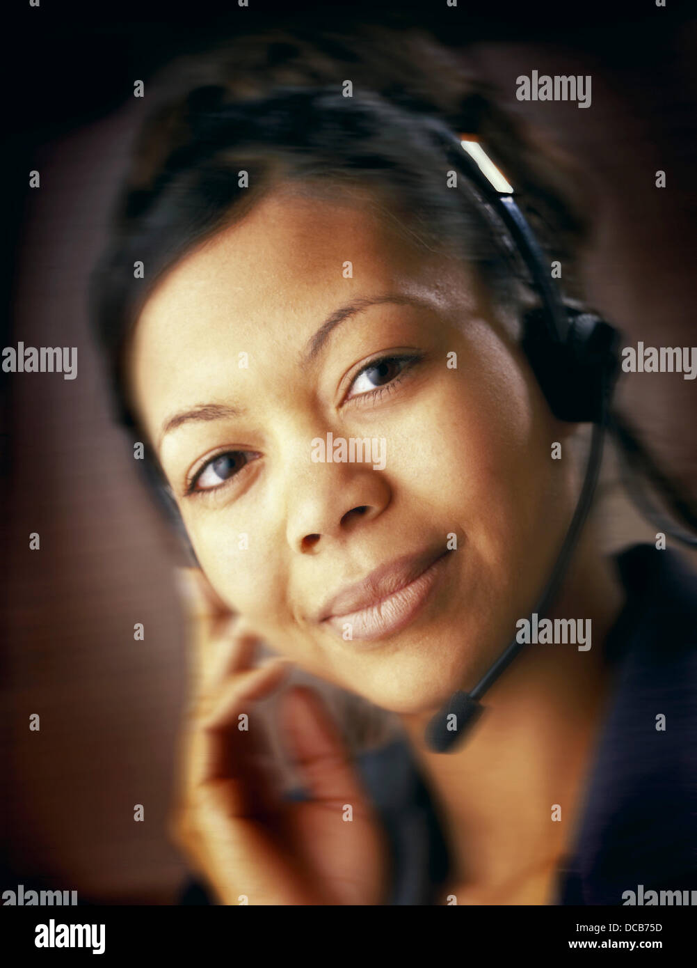 African-American black female telemarketer service person portrait ...