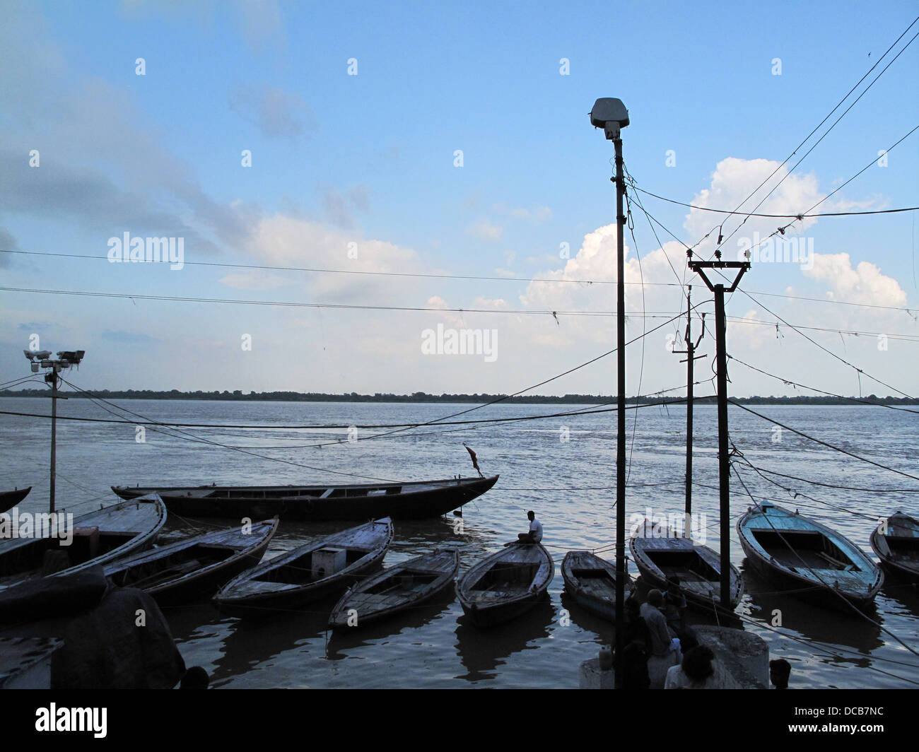 Wooden boats on ganges river hi-res stock photography and images - Alamy