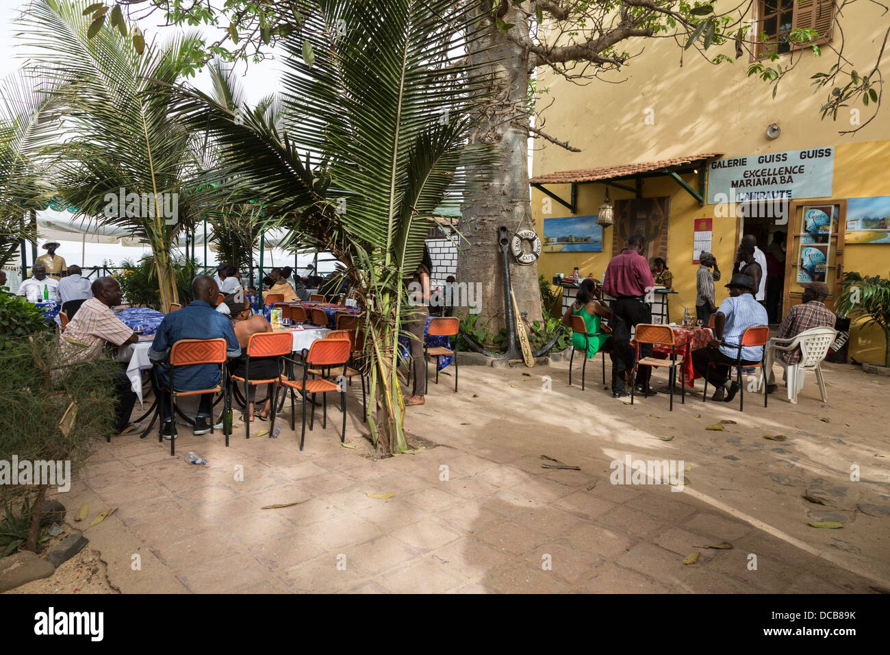 Outdoor Restaurant and Coffee Shop, Goree Island, Senegal Stock Photo ...