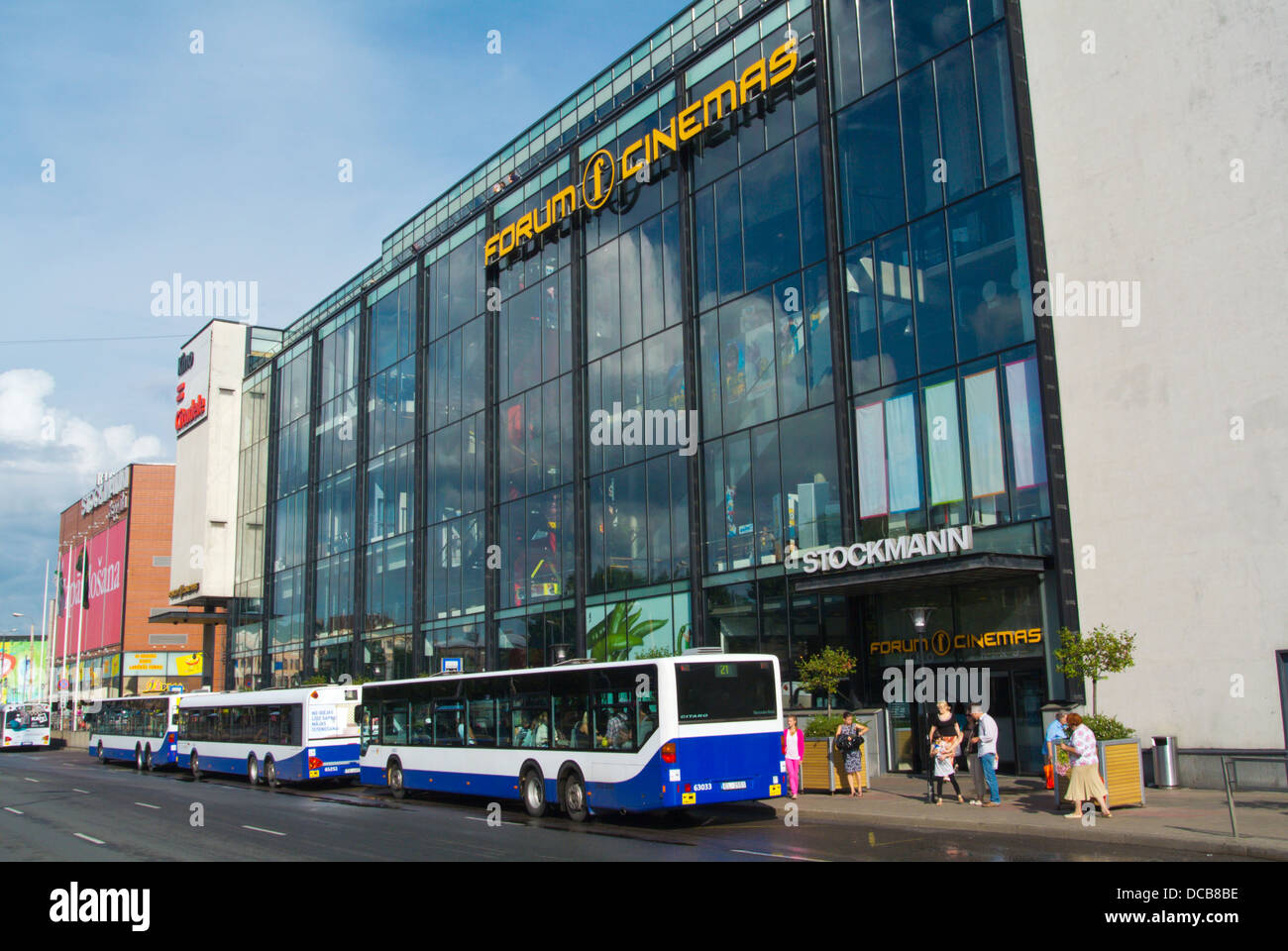 Traffic on 13 Janvara iela street in front of Stockmann shopping centre ...