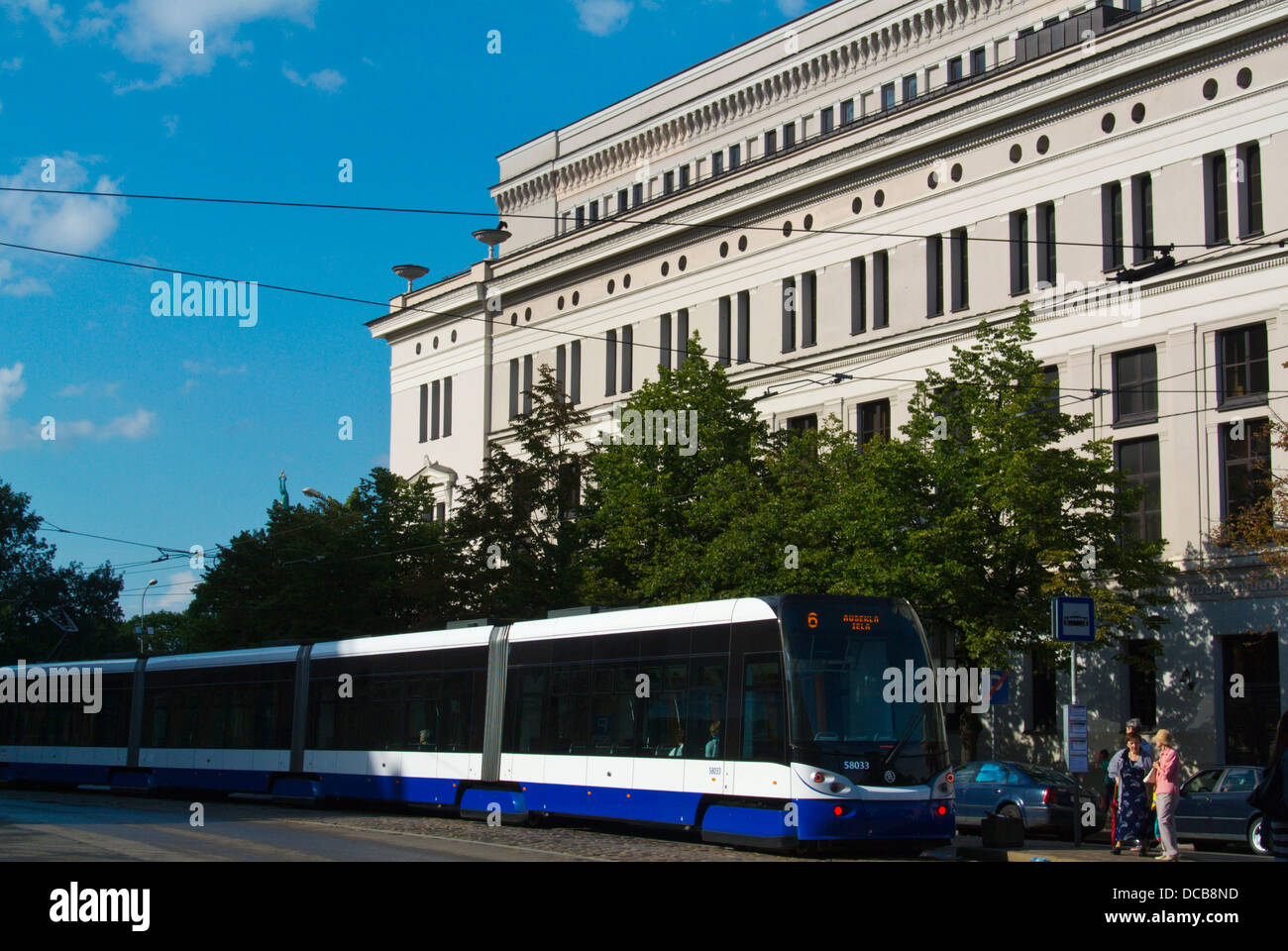 Tram in front of National Opera house central Riga Latvia the Baltic ...