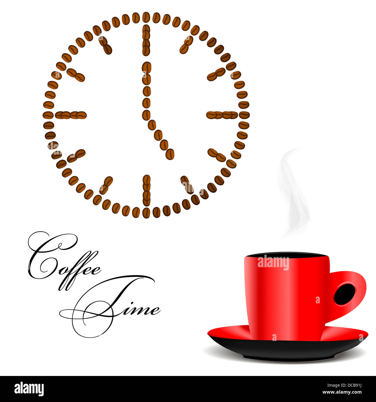 Vector illustration of a watch made of coffee beans Stock Photo - Alamy