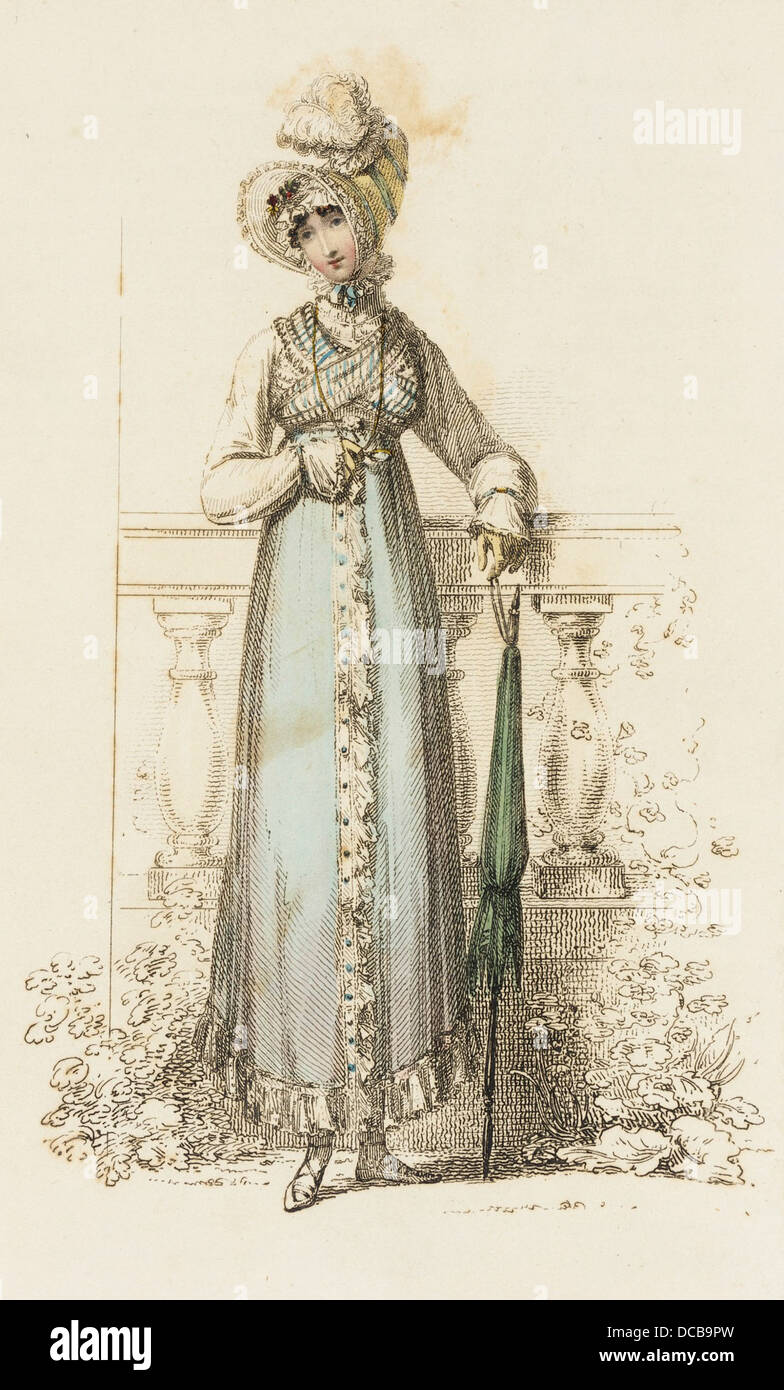 The fashion plate depicts a promenade dress, a stylish attire from a ...