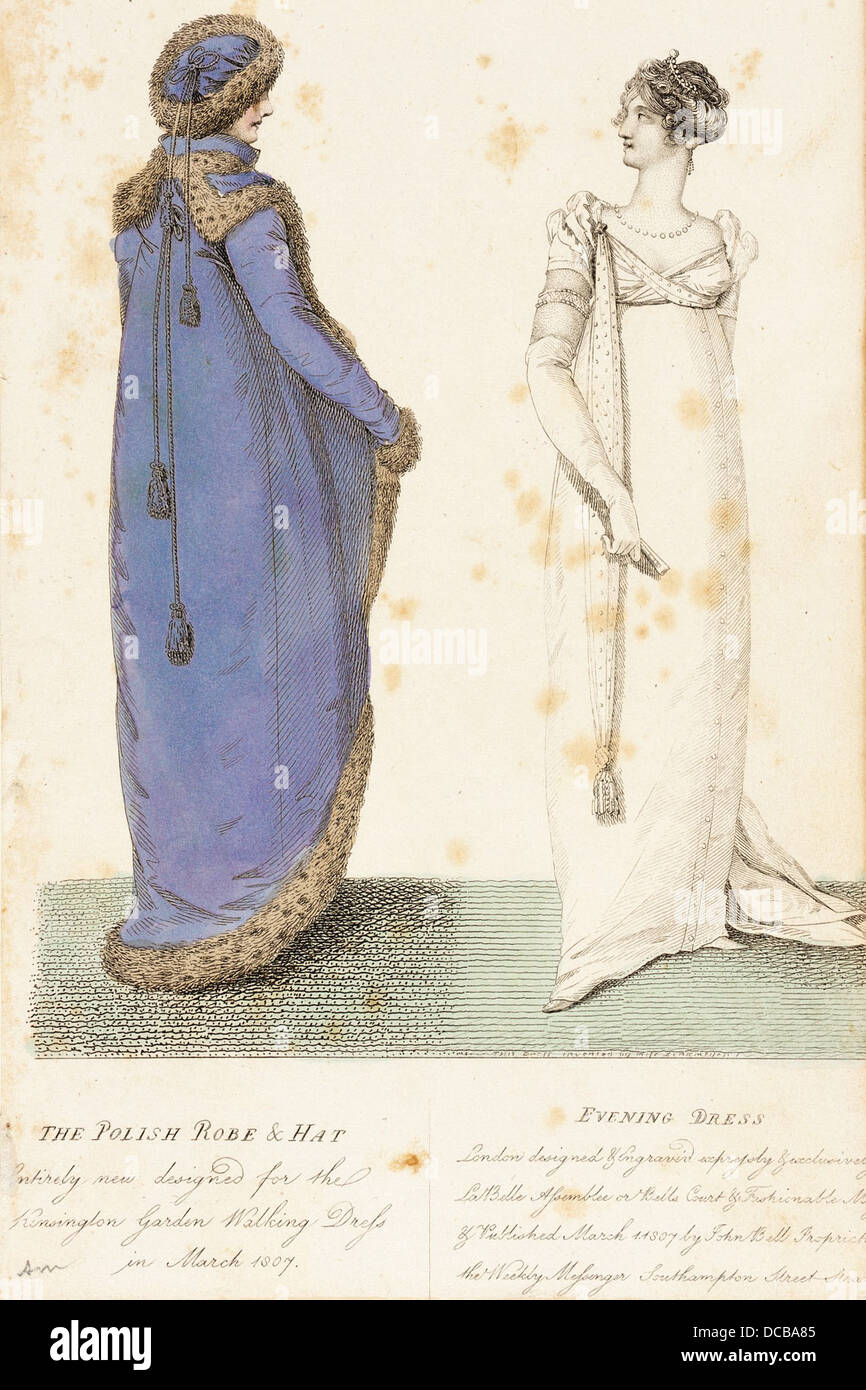 This fashion plate showcases a Polish robe and hat evening dress ...