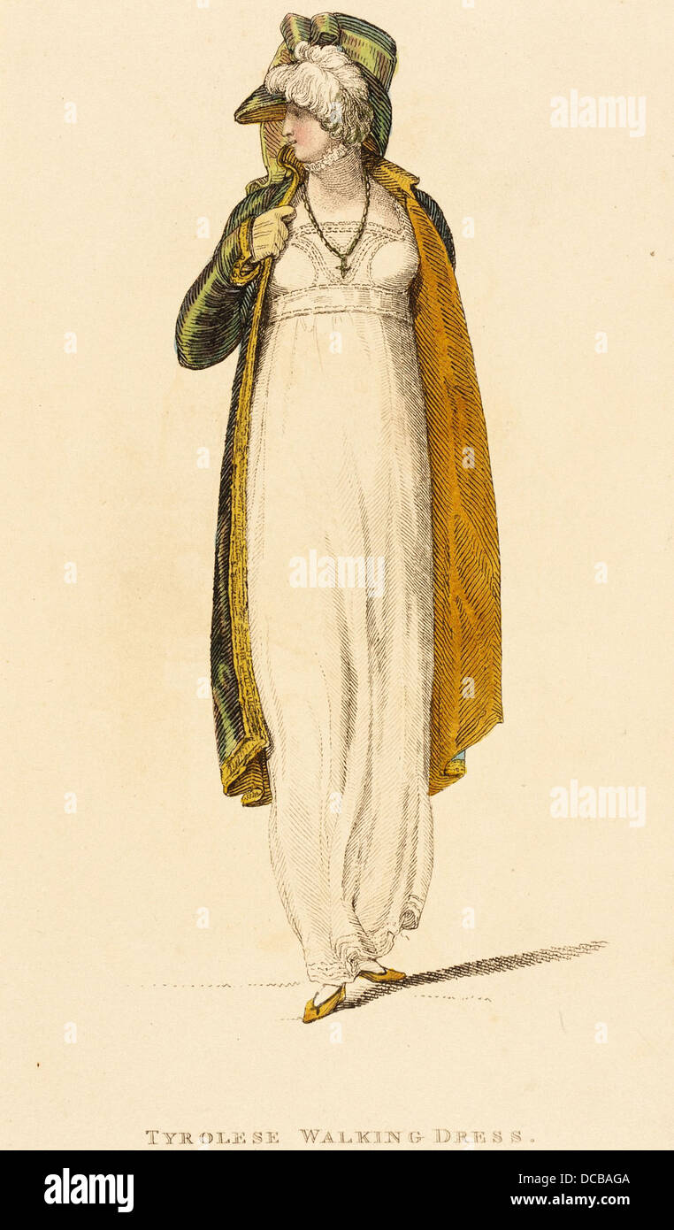 This fashion plate displays a Tyrolese walking dress, a style of ...