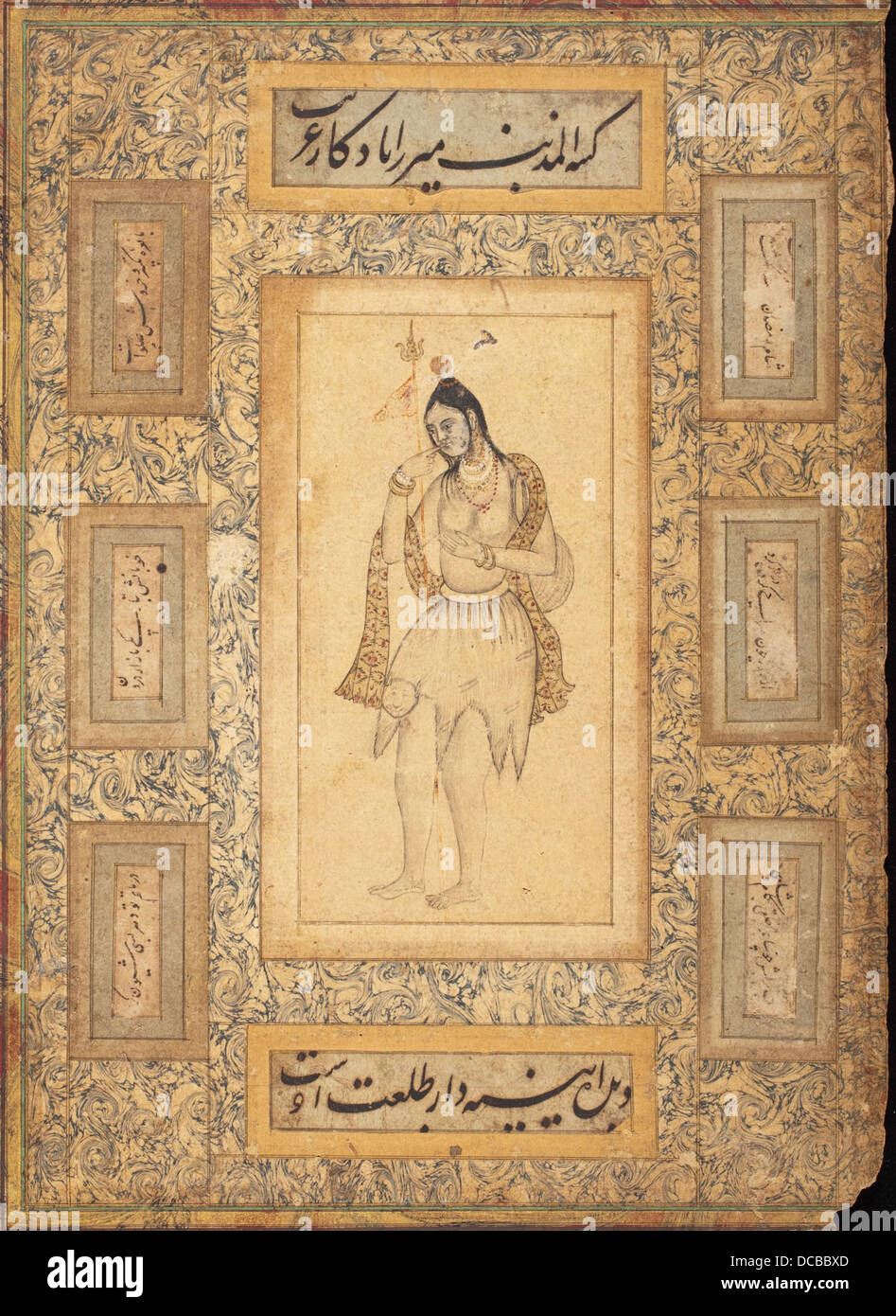 Female Ascetic (recto), Page of Calligraphy (verso), Folio from an ...