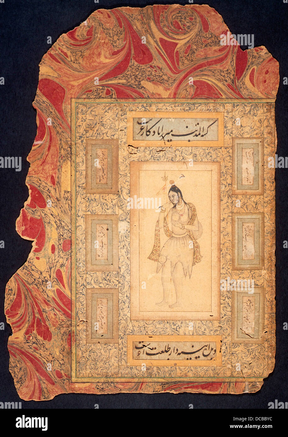 This folio from a historic album includes a depiction of a female ...