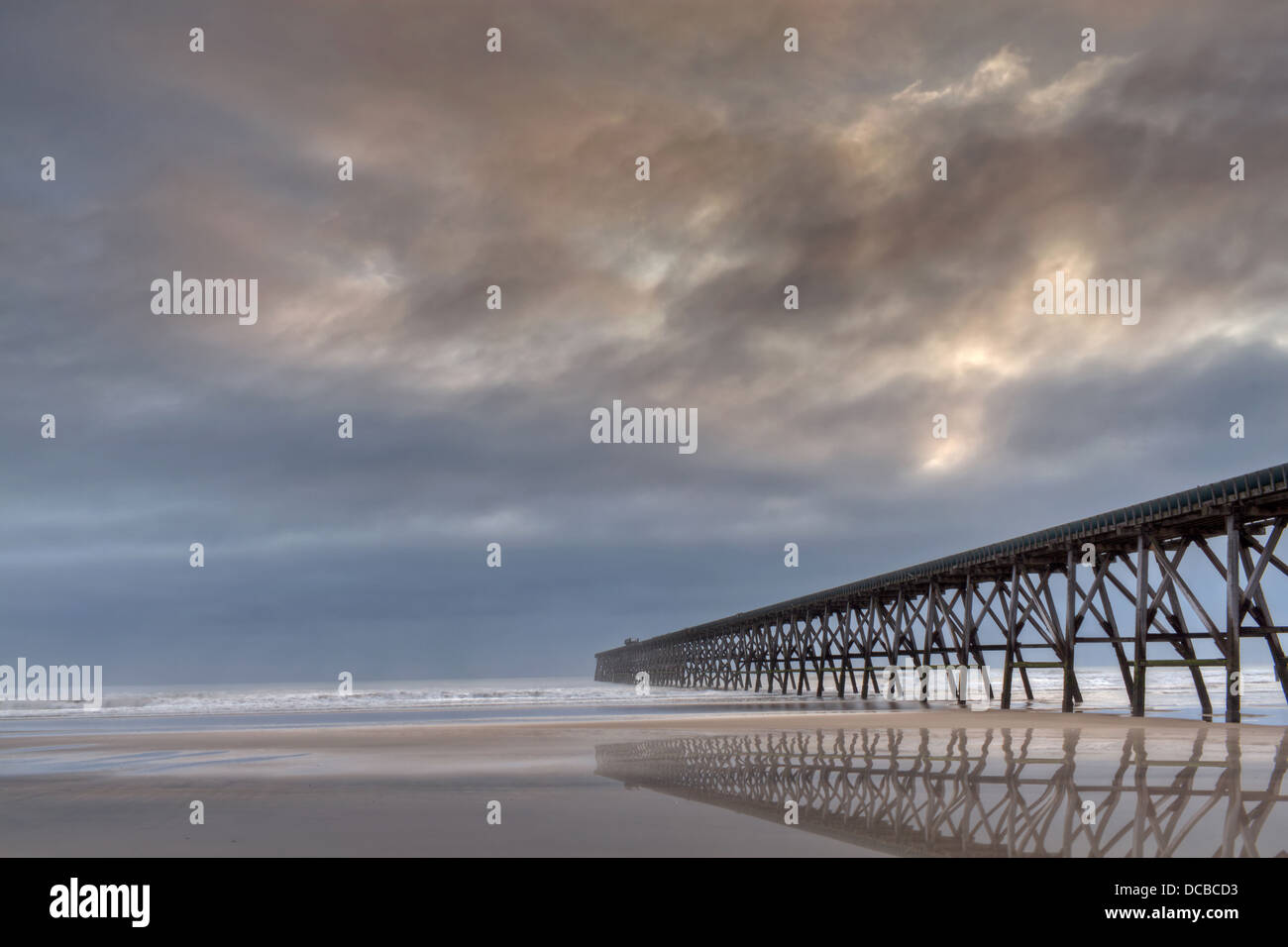 Pier with Reflection Stock Photo - Alamy