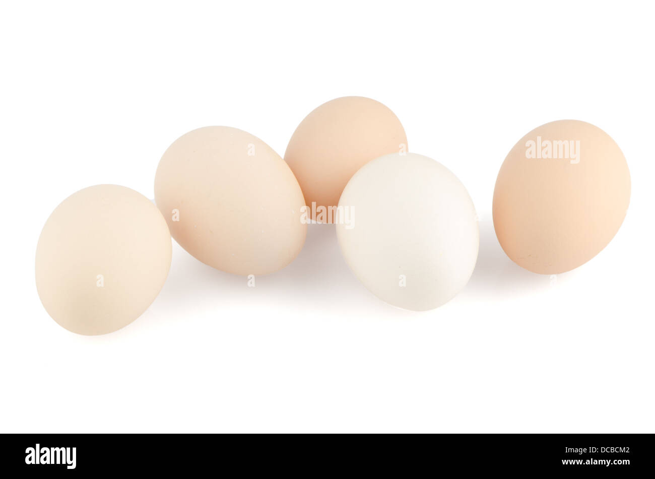 Five eggs isolated on white background Stock Photo - Alamy