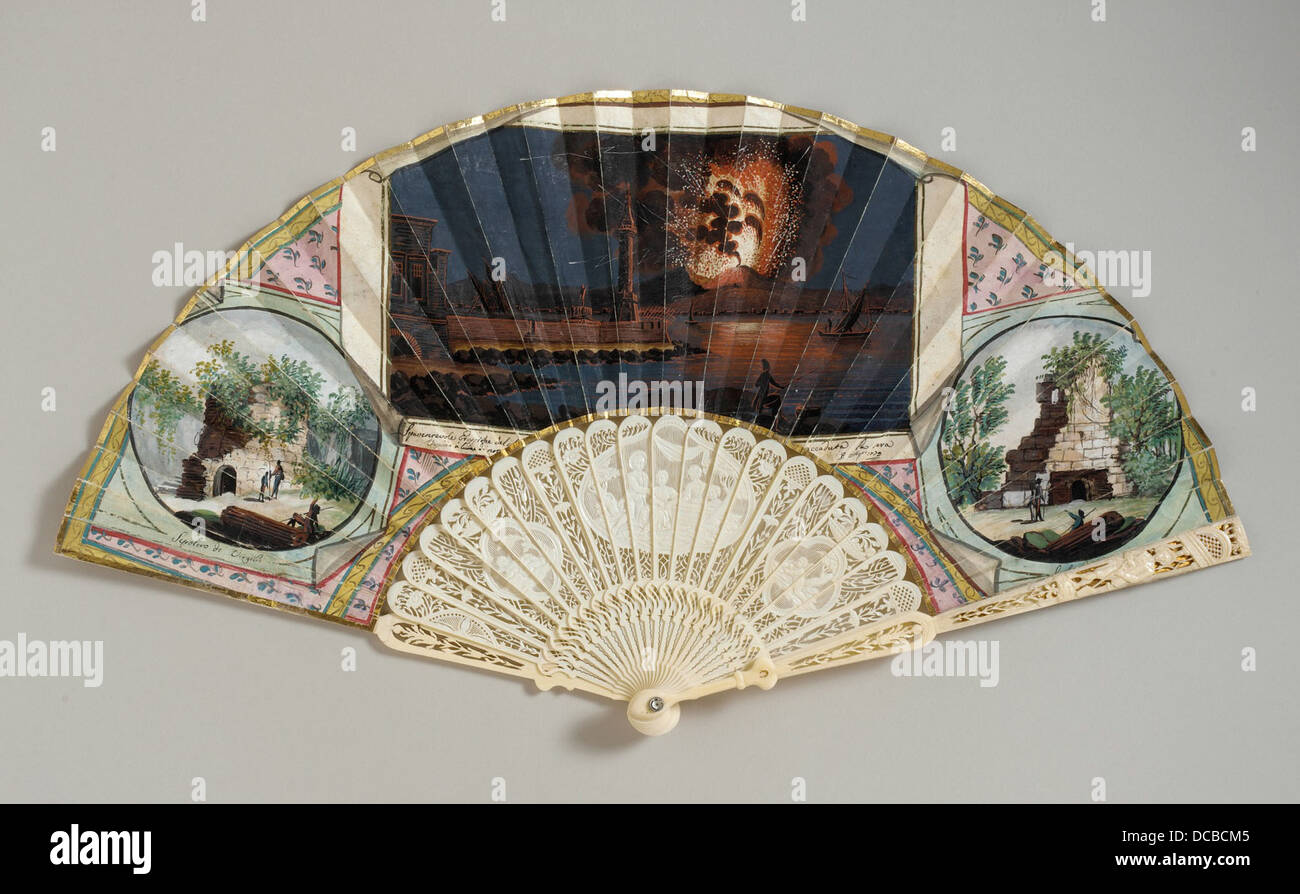 This folding fan, housed at LACMA, showcases the intricate designs and ...