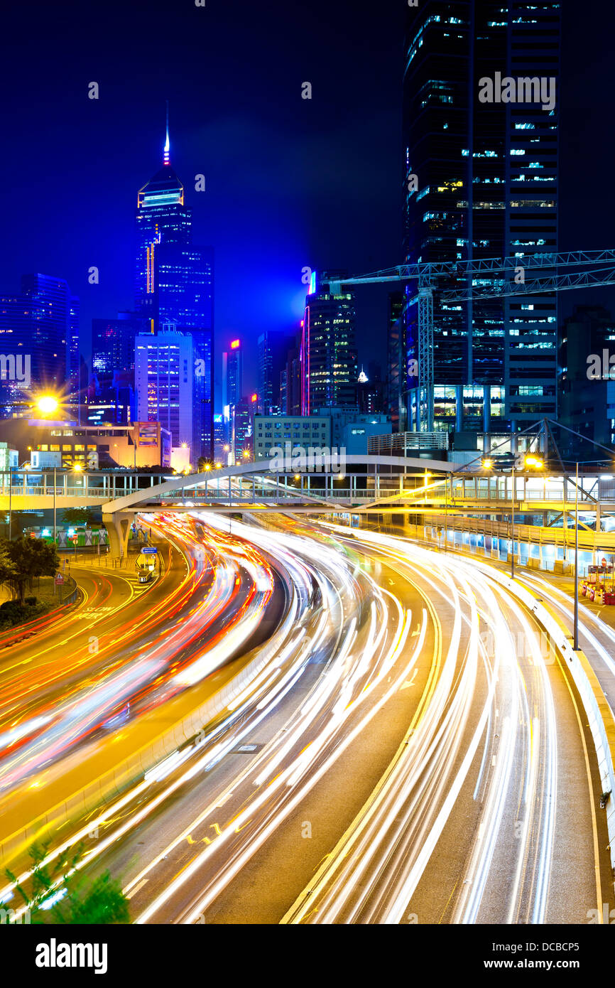 Modern city at night Stock Photo - Alamy