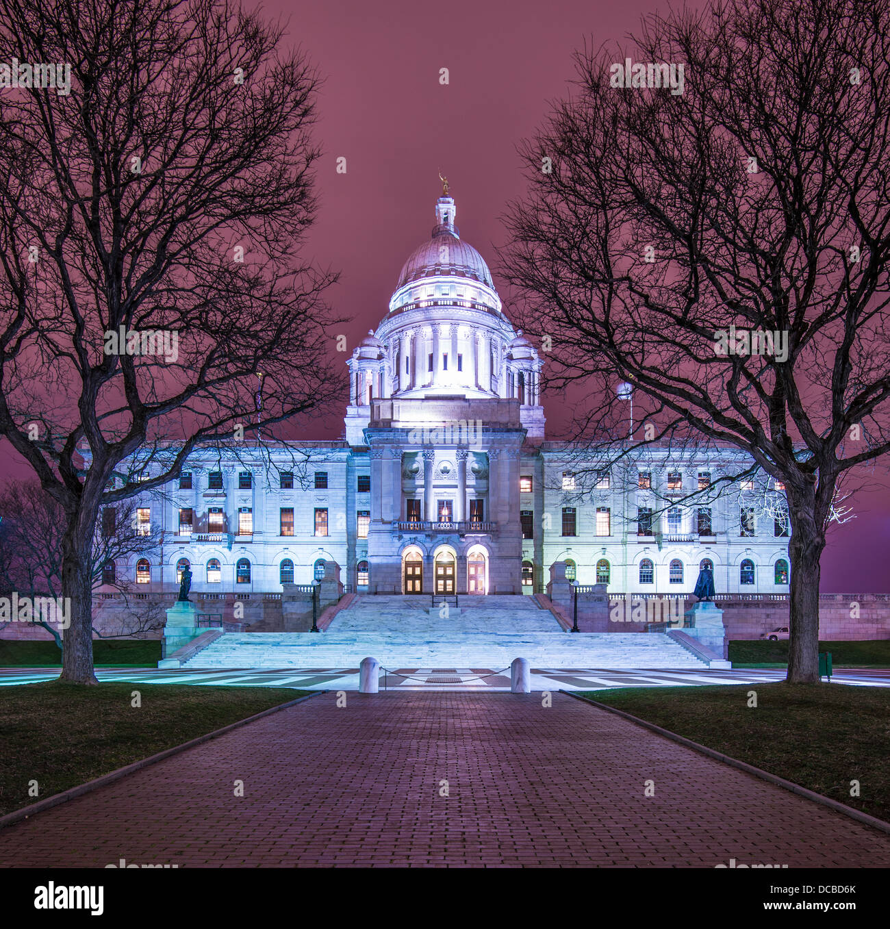 Rhode Island State House in Providence, Rhode Island, USA illuminated ...