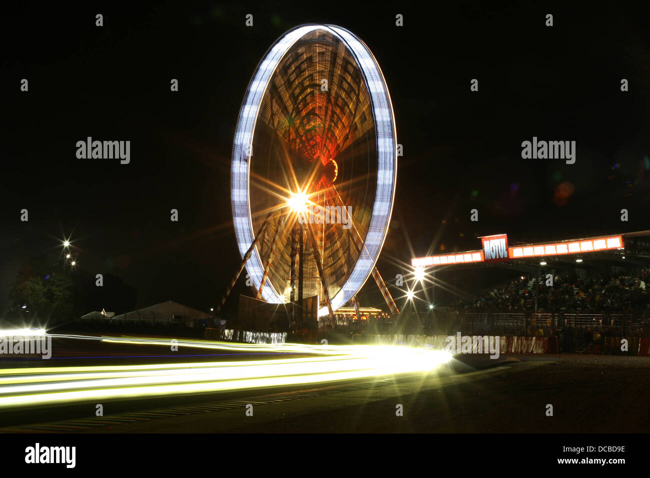 Night scene shows the Ferris Wheel at the 2013 Le Mans 24 Hours Stock ...