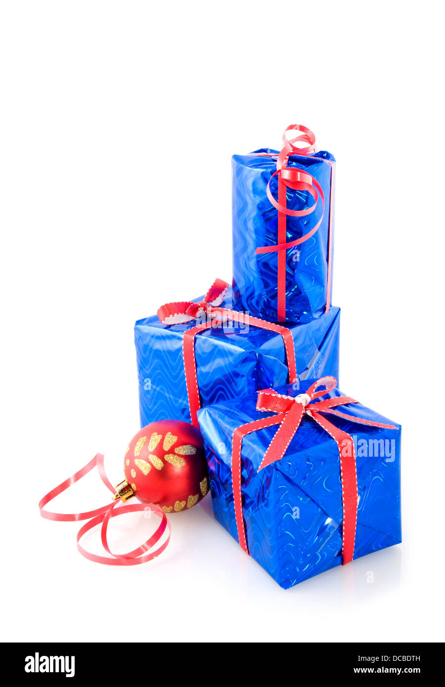 Christmas presents in blue Stock Photo - Alamy