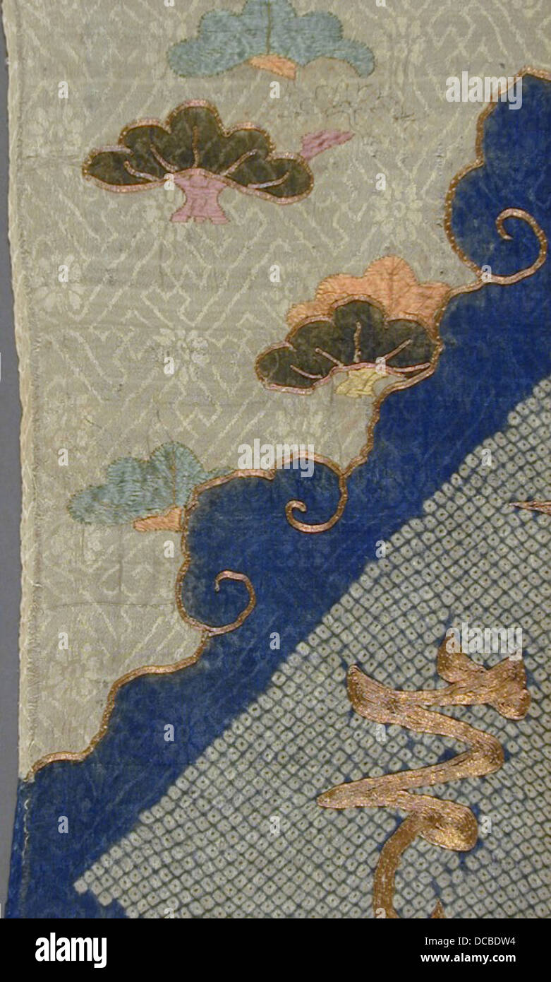 Fragment of a Kimono (Kosode) with Design of Characters of 'Perennial ...