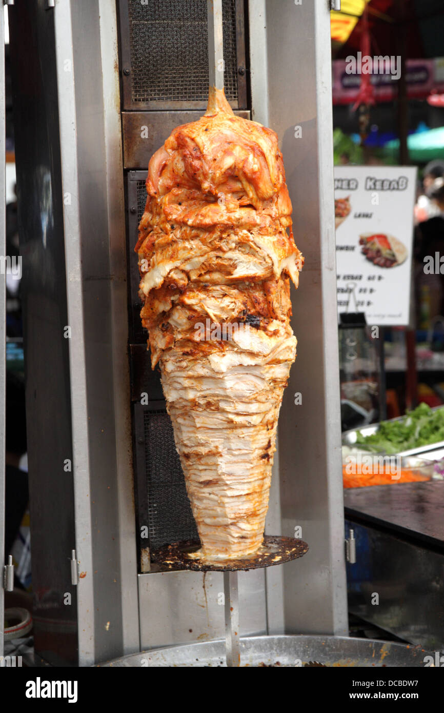 Chicken kebab on stall Stock Photo - Alamy