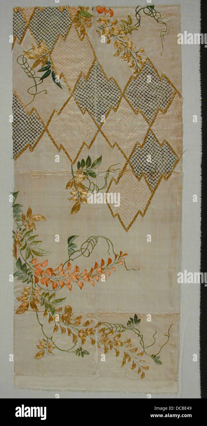 This fragment of a kimono (kosode) features a design of pine-bark ...