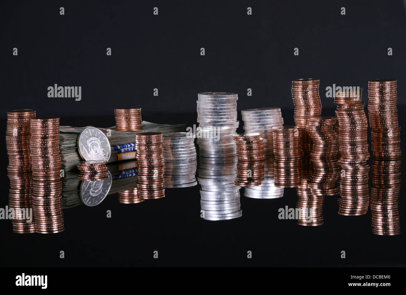 Stacks of money Stock Photo - Alamy