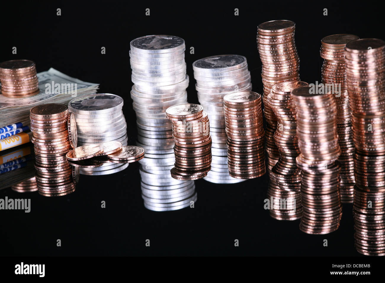 Stacks of money Stock Photo - Alamy