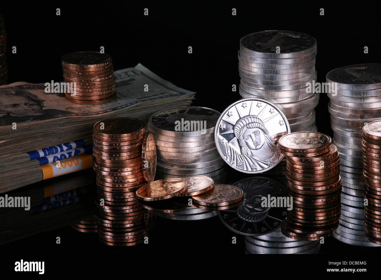 Stacks of money Stock Photo - Alamy
