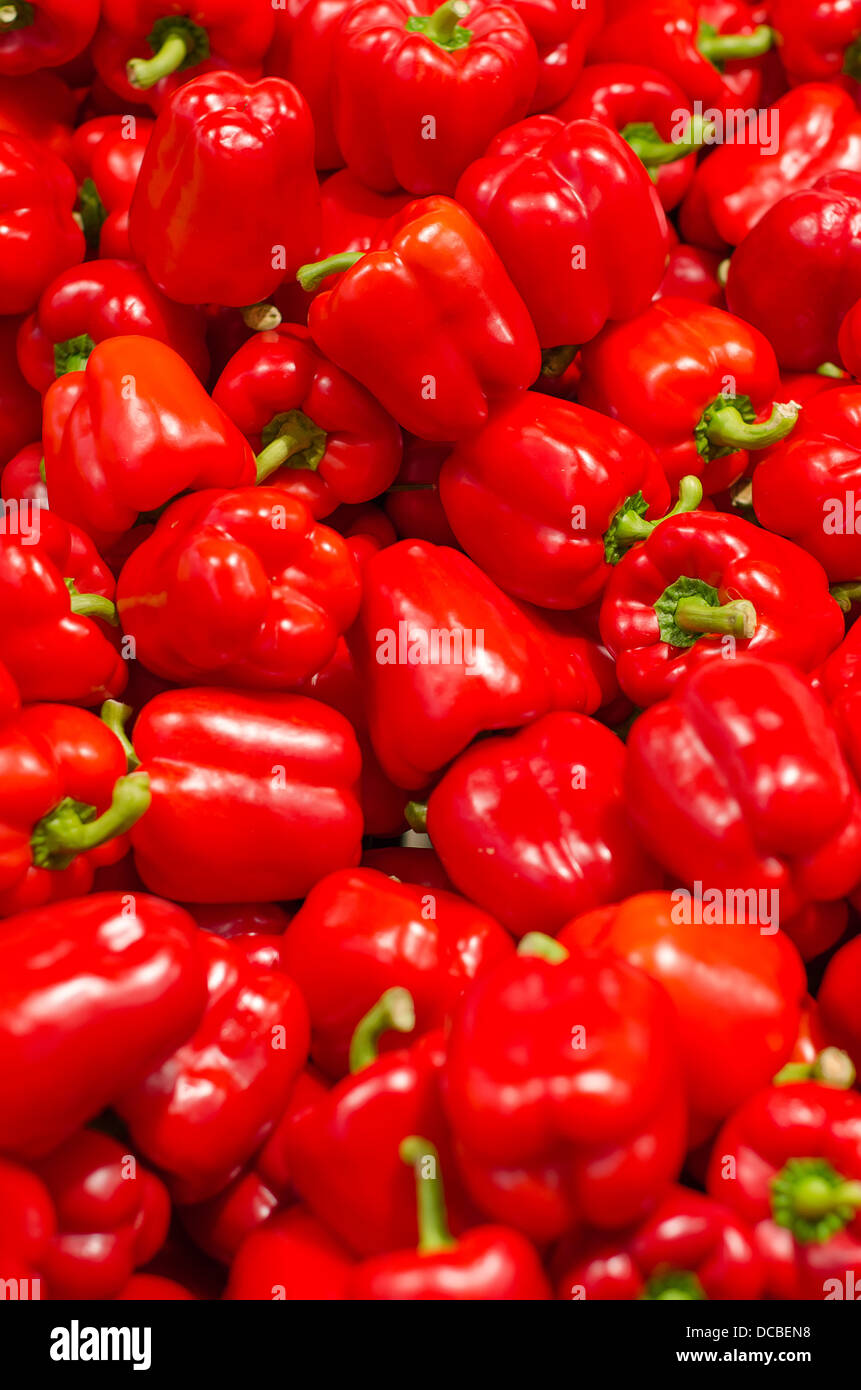 Lots of red bright paprika closeup view Stock Photo - Alamy