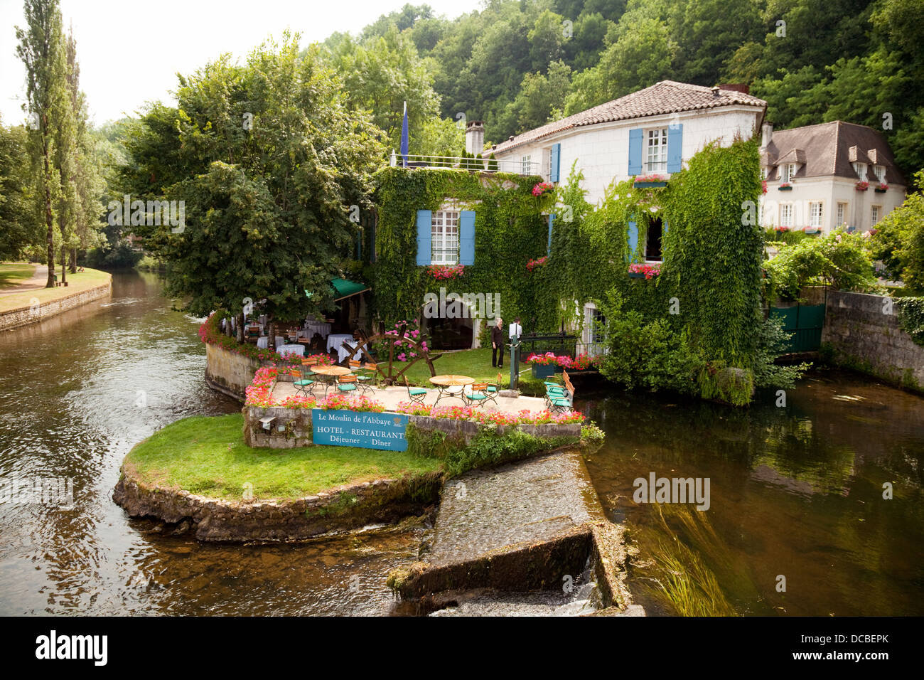 Le Moulin De L'Abbaye Hotel restaurant on the River Dronne, the French ...