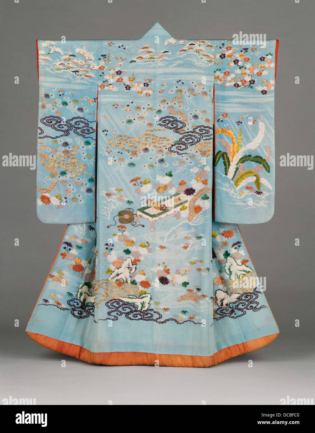 Furisode with Imagery Alluding to the Noh Play Kikujido M.39.2.7 Stock ...