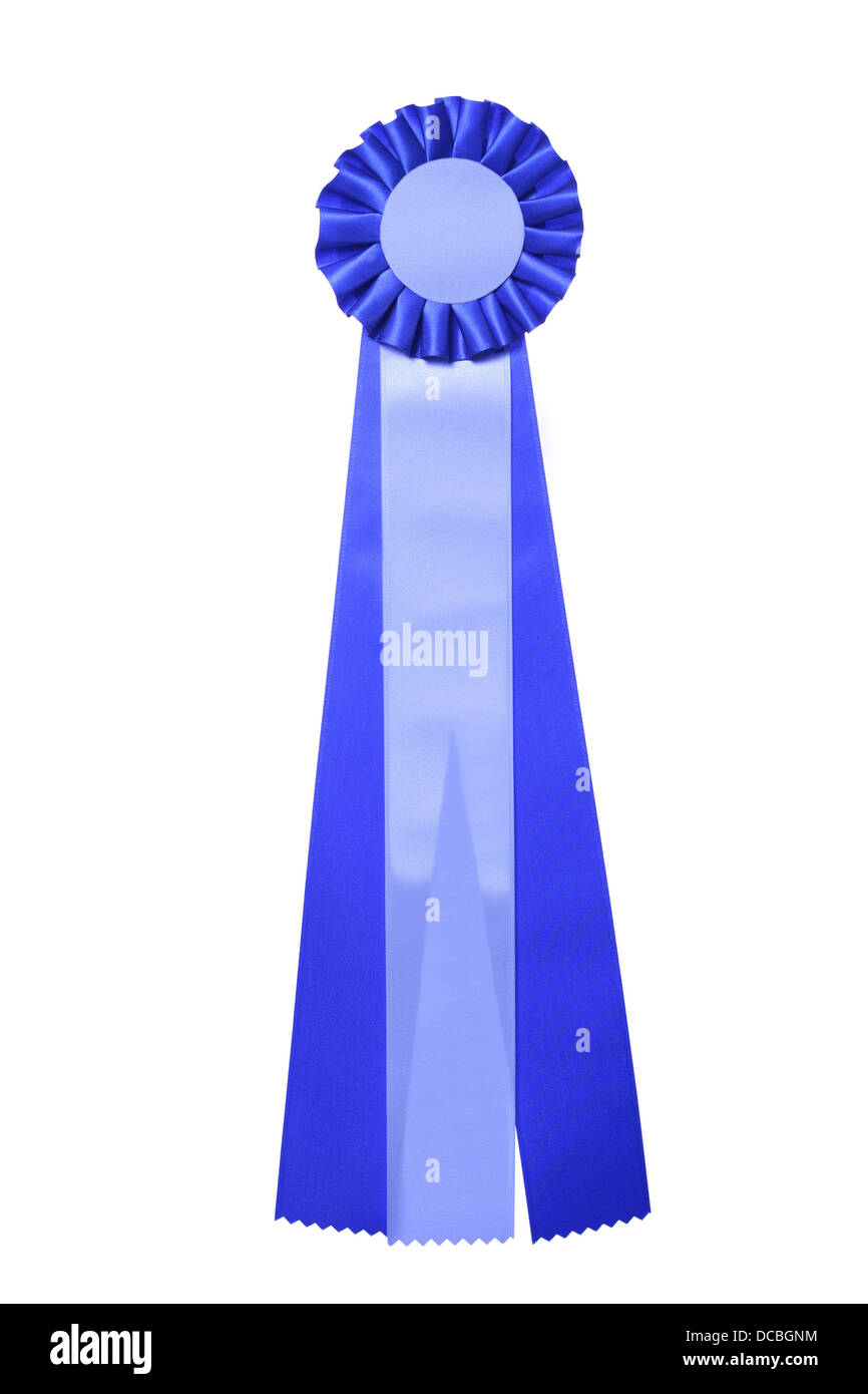 Blue and white ribbon for award or prize Stock Photo - Alamy