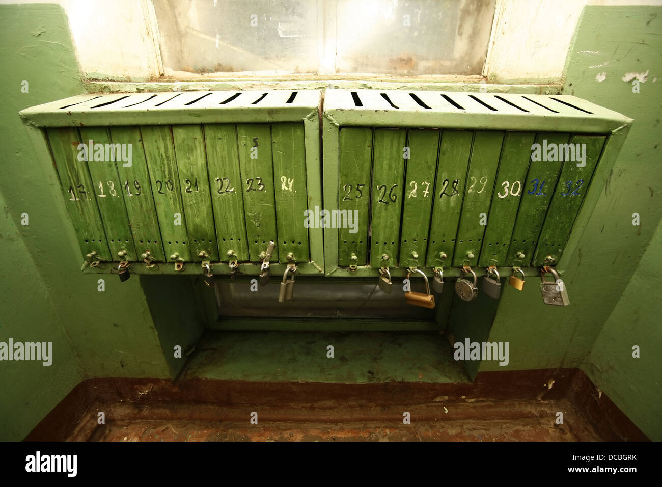 Letter boxes with locks Stock Photo - Alamy
