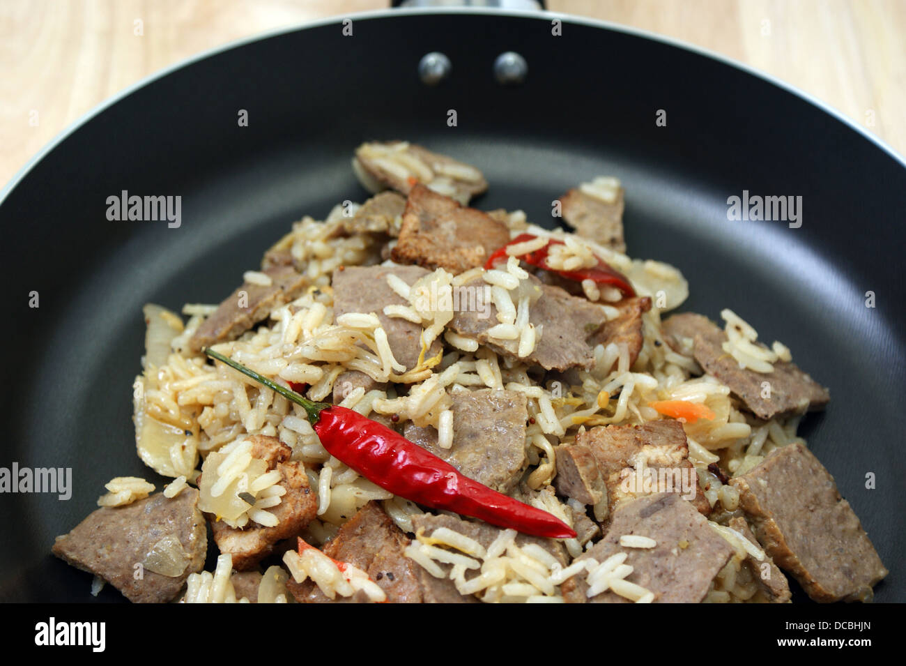 oriental style rice with organic beef Stock Photo - Alamy
