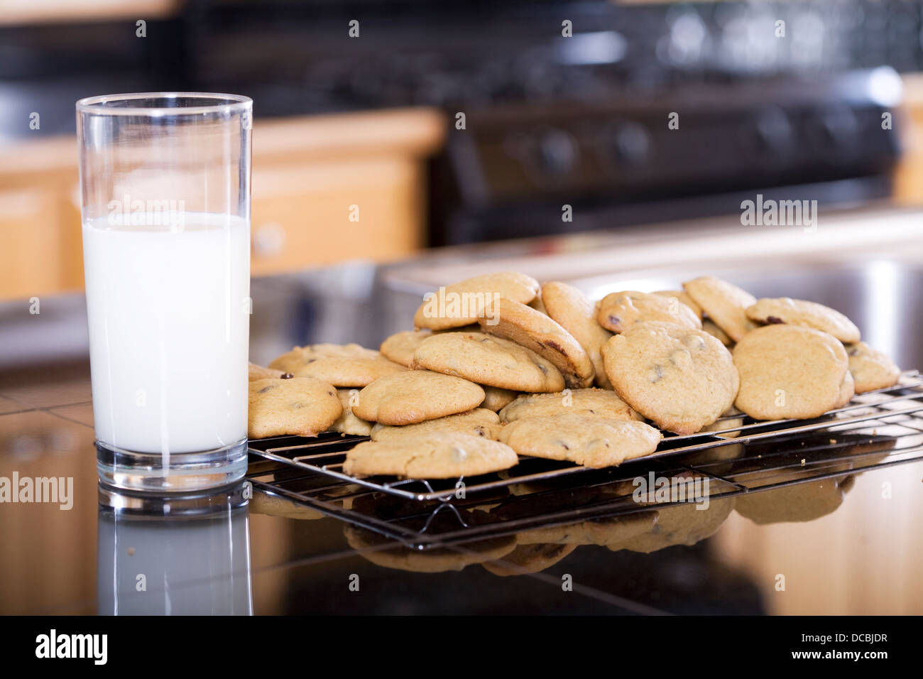 Snack of milk and cookies Stock Photo - Alamy