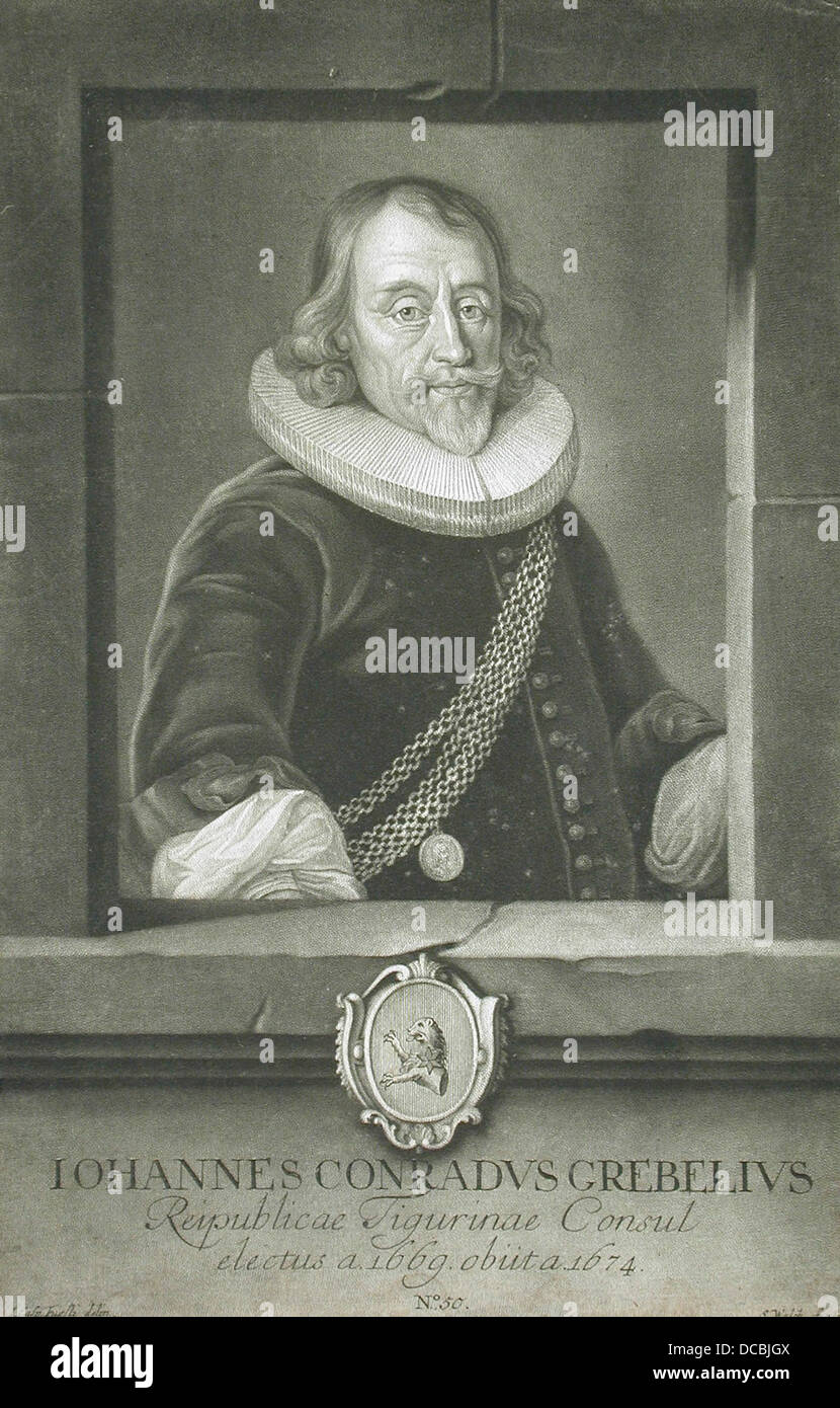 Johannes Conradus Grebelius is depicted in this artifact, part of the ...