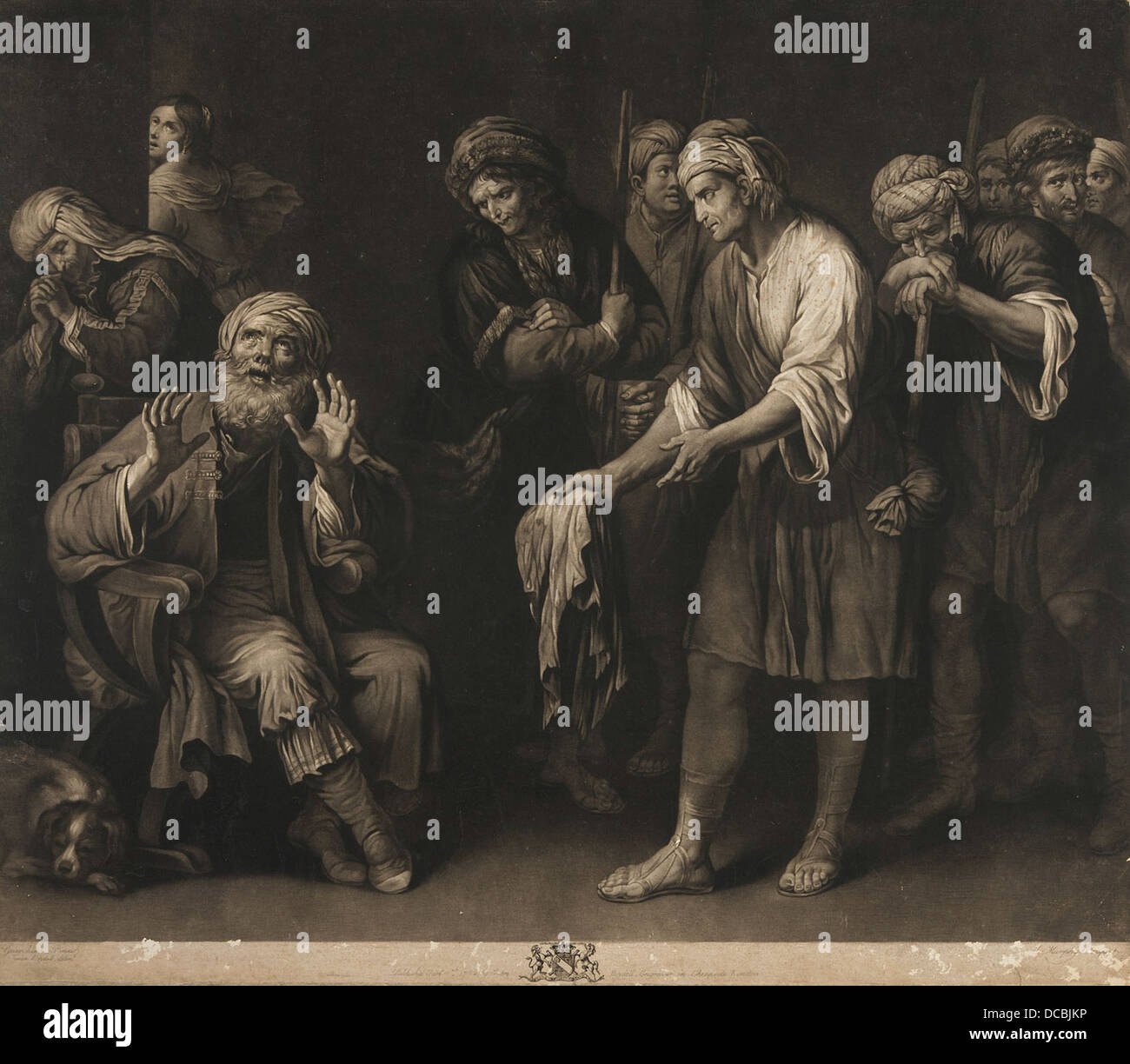 This artwork depicts the biblical scene of Joseph’s bloody coat being ...