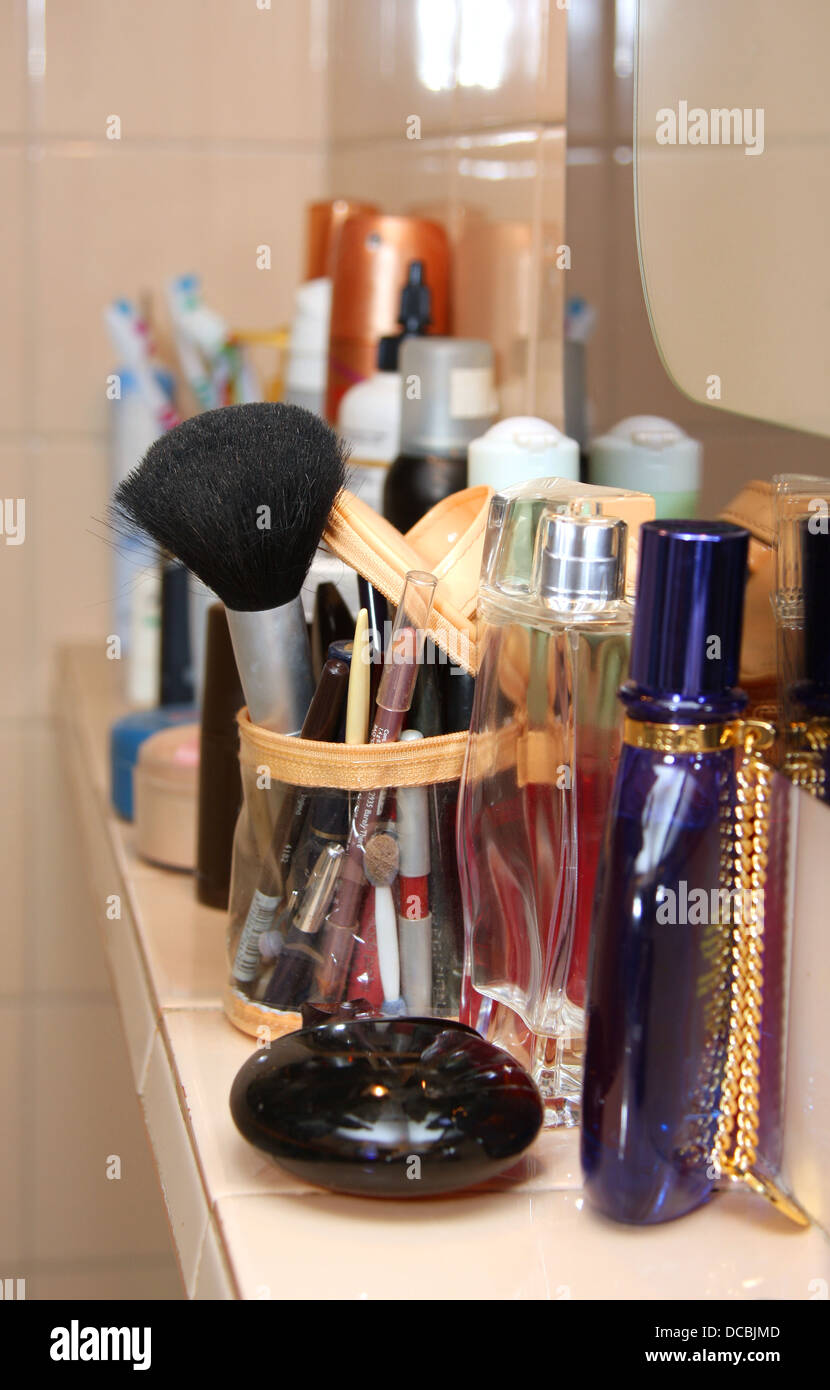 cosmetics in the bathroom Stock Photo - Alamy
