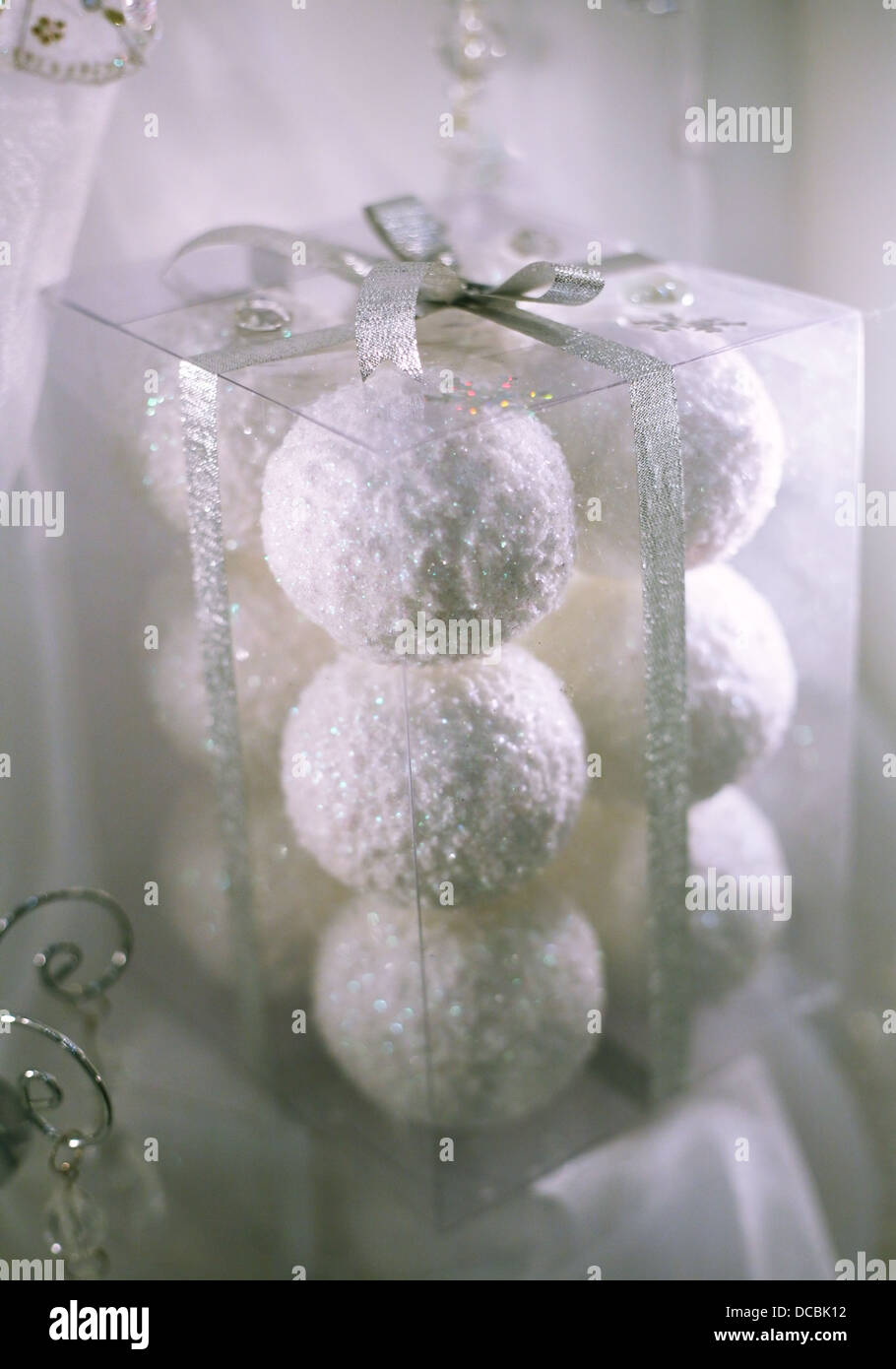 White christmas balls Stock Photo - Alamy