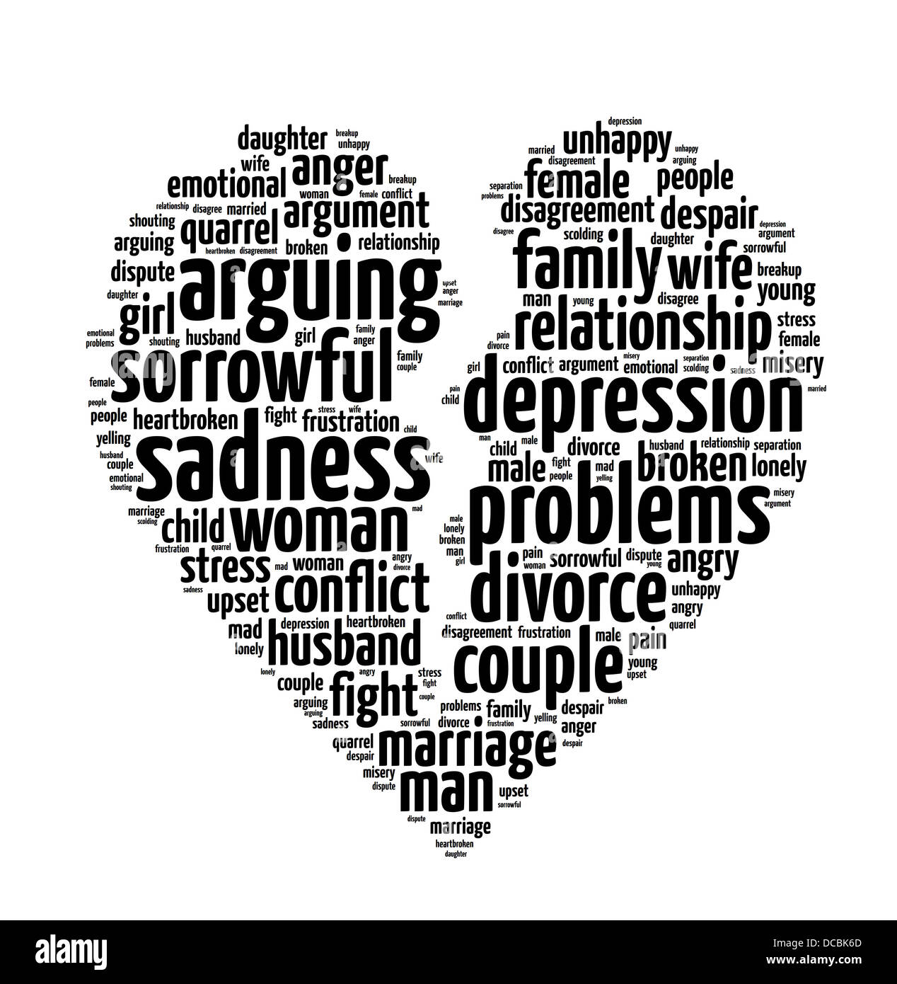 Conceptual words illustration of divorce and failed relationship Stock ...