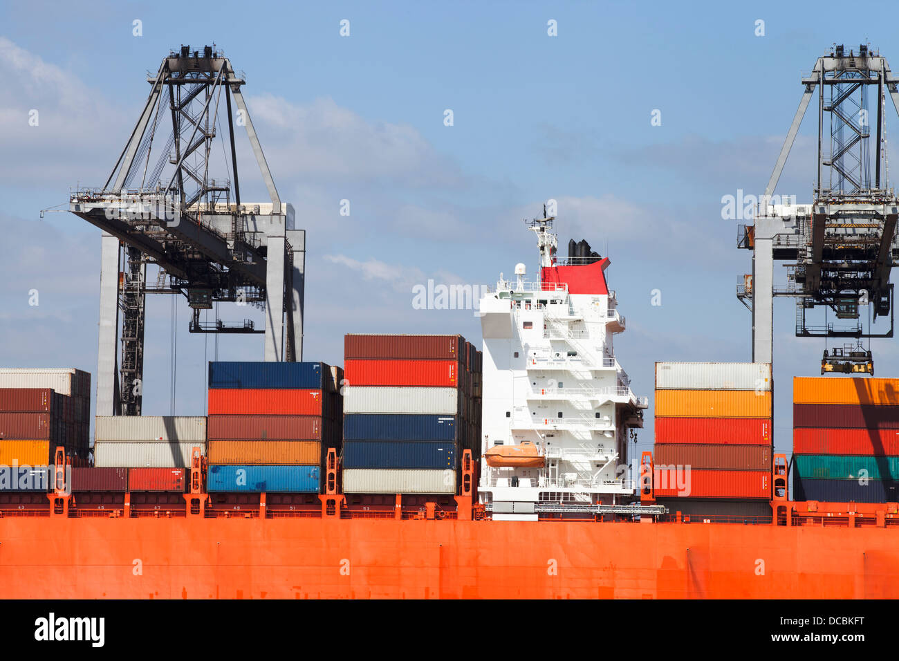 Commercial Container Ship Bridge in Southampton UK dock Stock Photo - Alamy