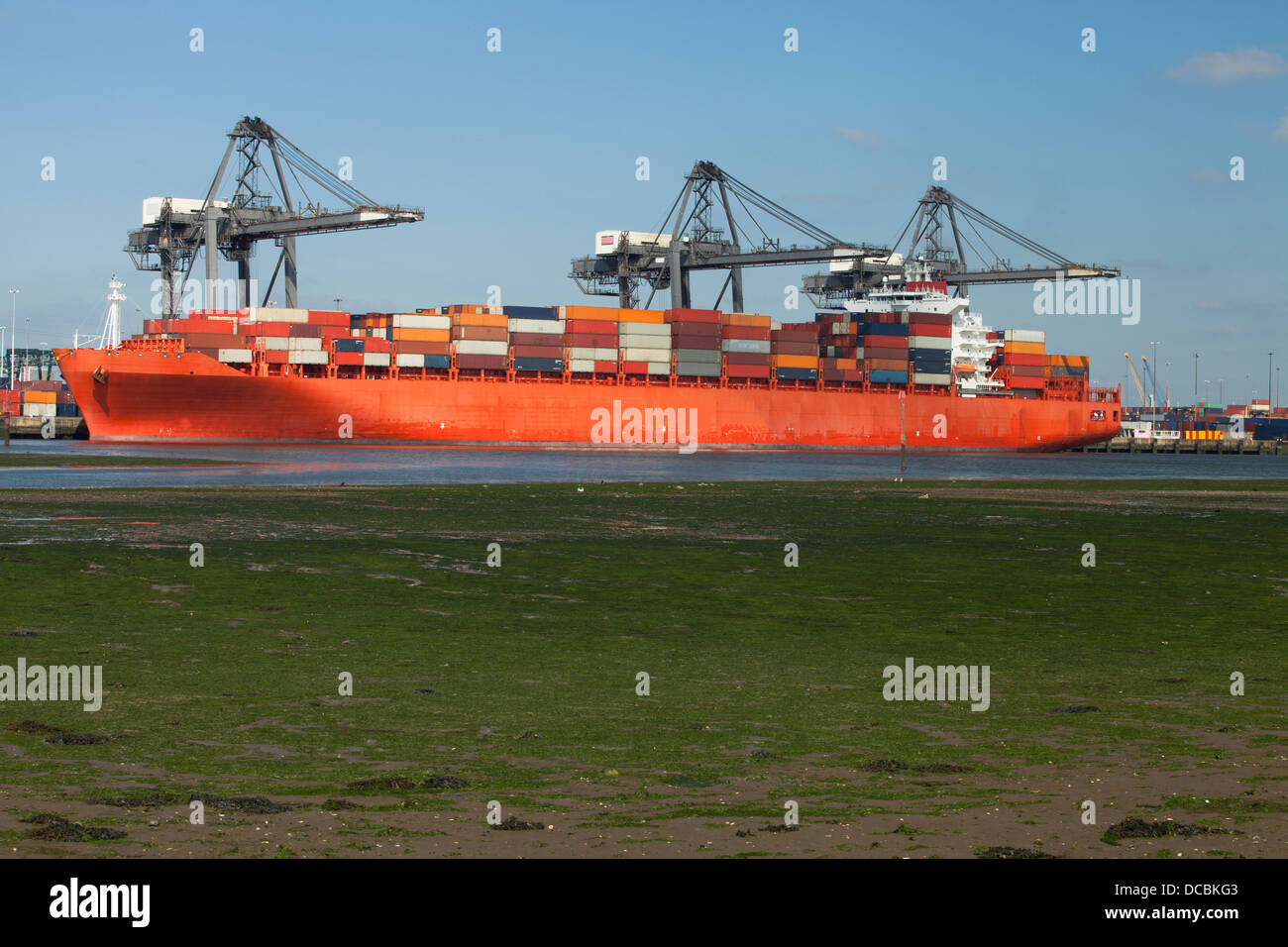 Orange Container Ship Stock Photo - Alamy