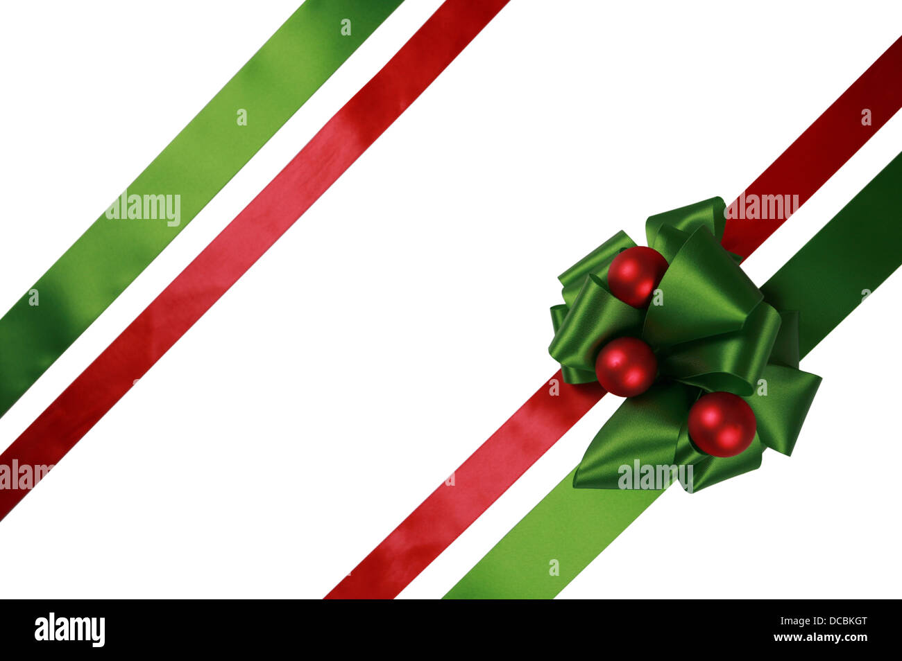Red and green ribbons with bow Stock Photo - Alamy