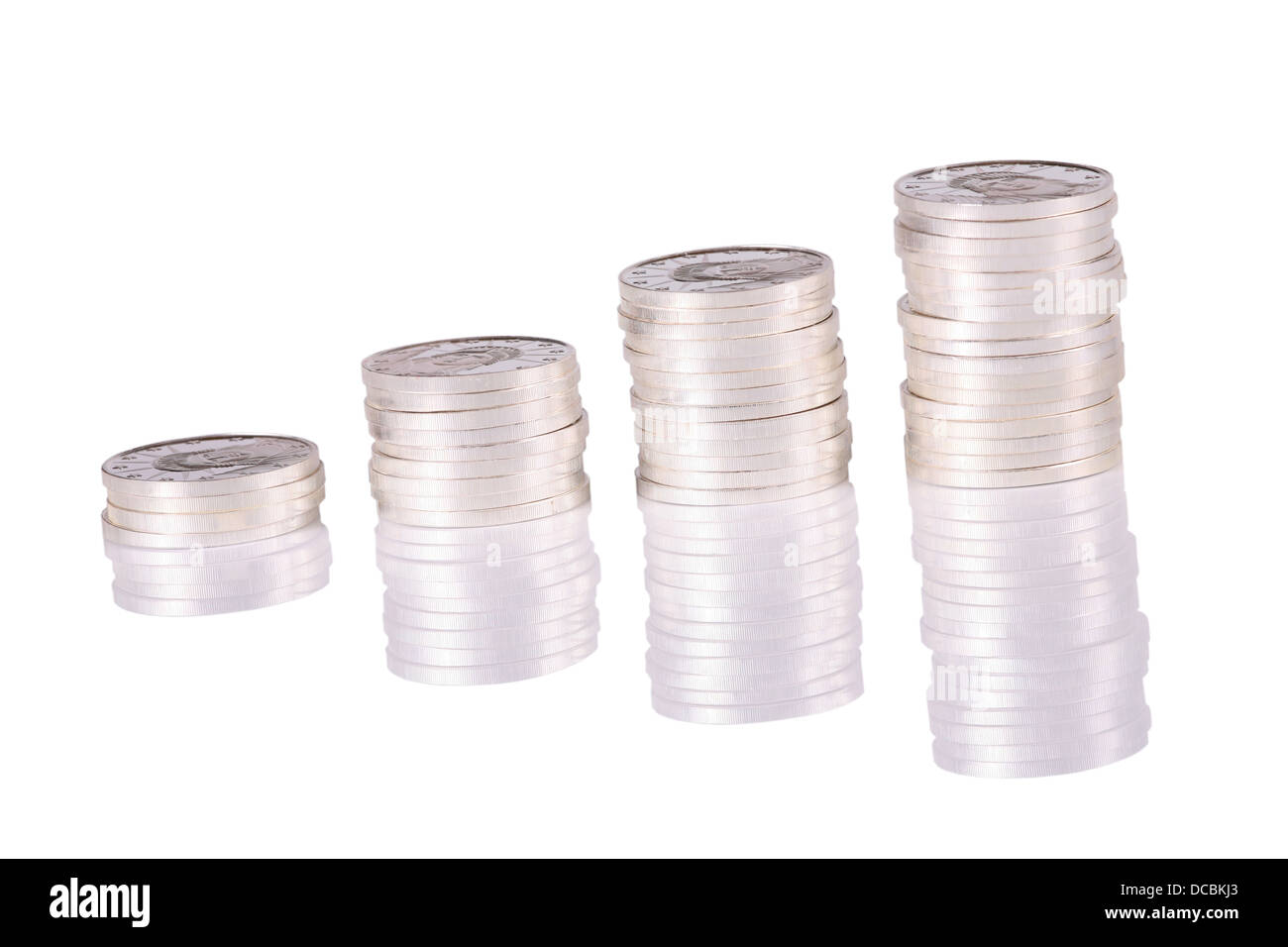 Stack of pure silver coins Stock Photo - Alamy