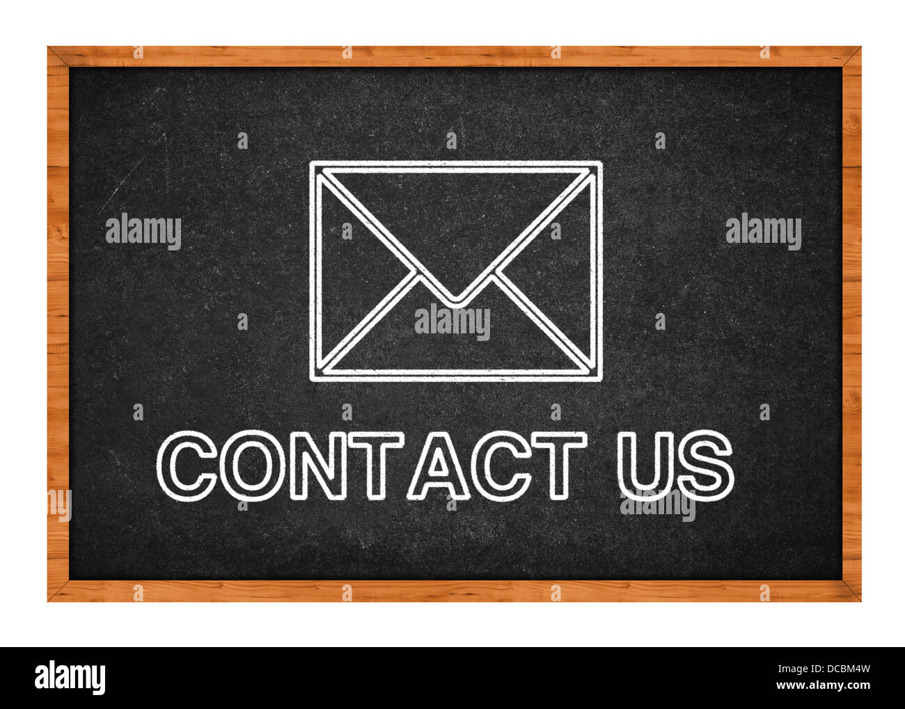 Contact us, drawing of an envelope on a black chalkboard Stock Photo ...