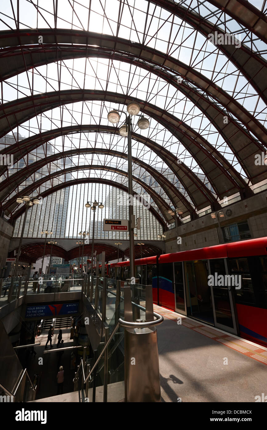 docklands light railway dlr canary wharf station London England UK ...