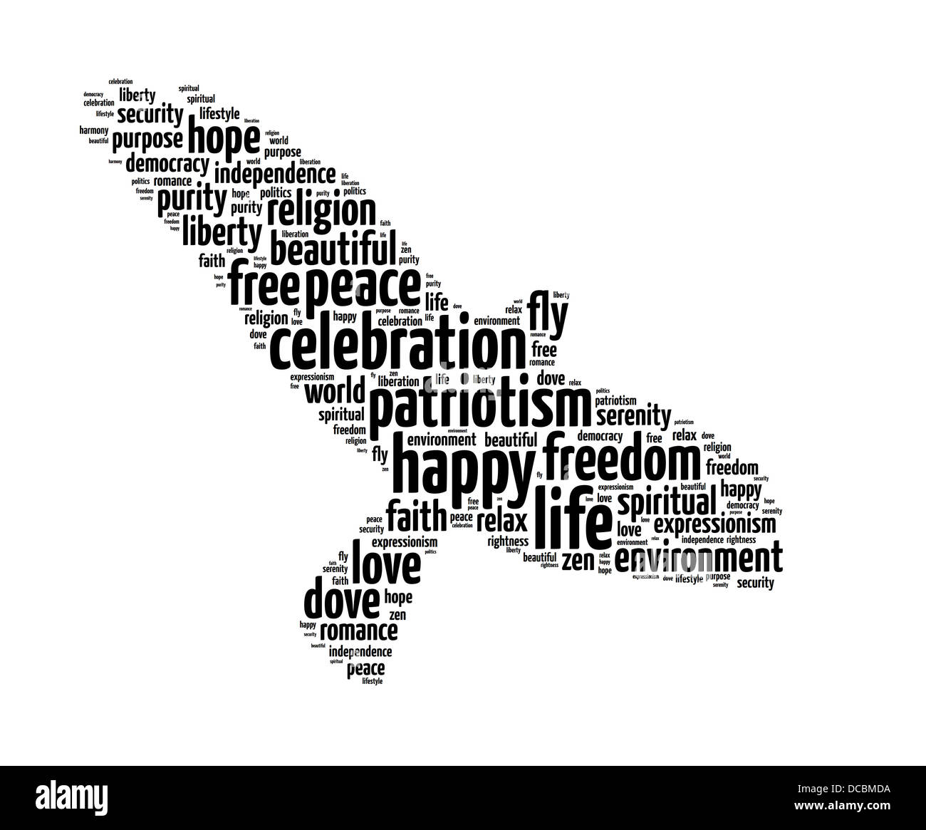 Words illustration of a bird in white background. Bird is a symbol of ...