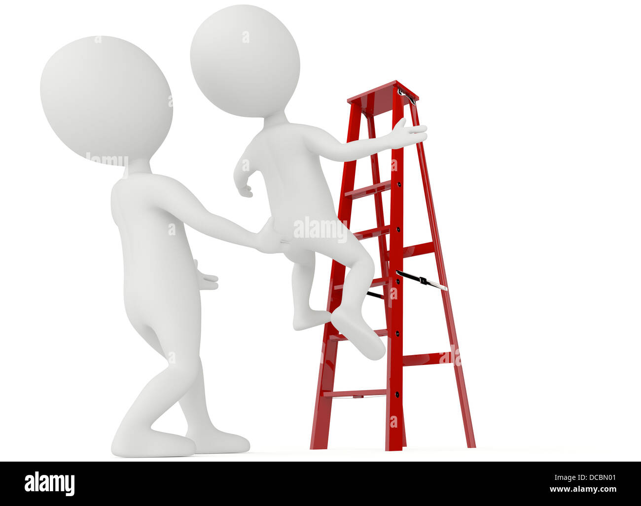 3d humanoid character falling on white background Stock Photo - Alamy