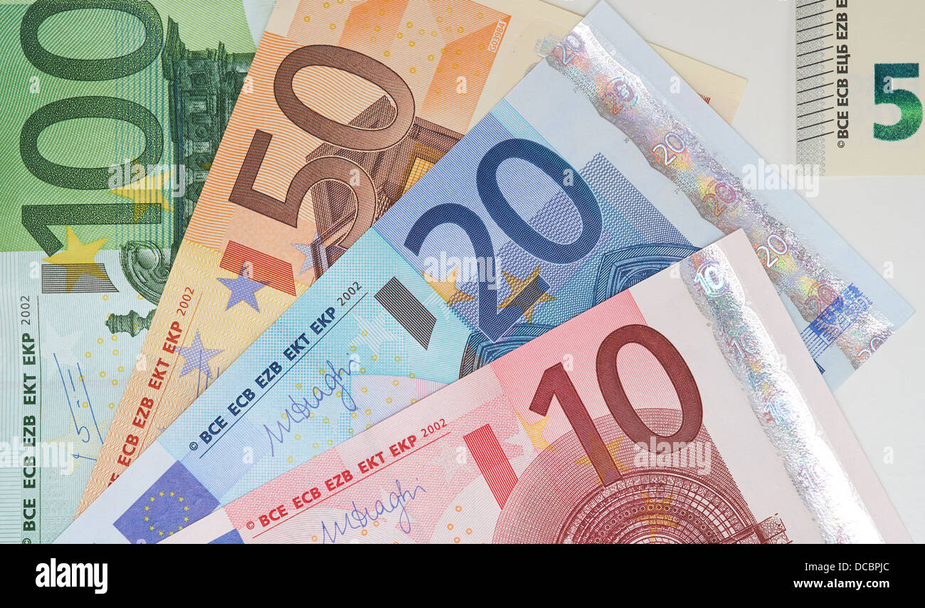 European Bank notes, Euro currency from Europe, Euros Stock Photo - Alamy