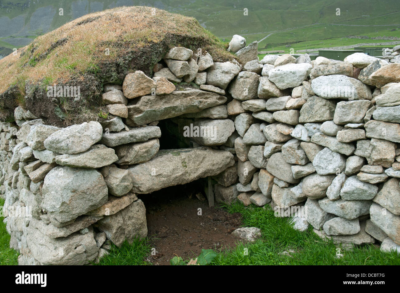 Stone cleit above Village Bay, Hirta, St Kilda archipelago, Outer ...