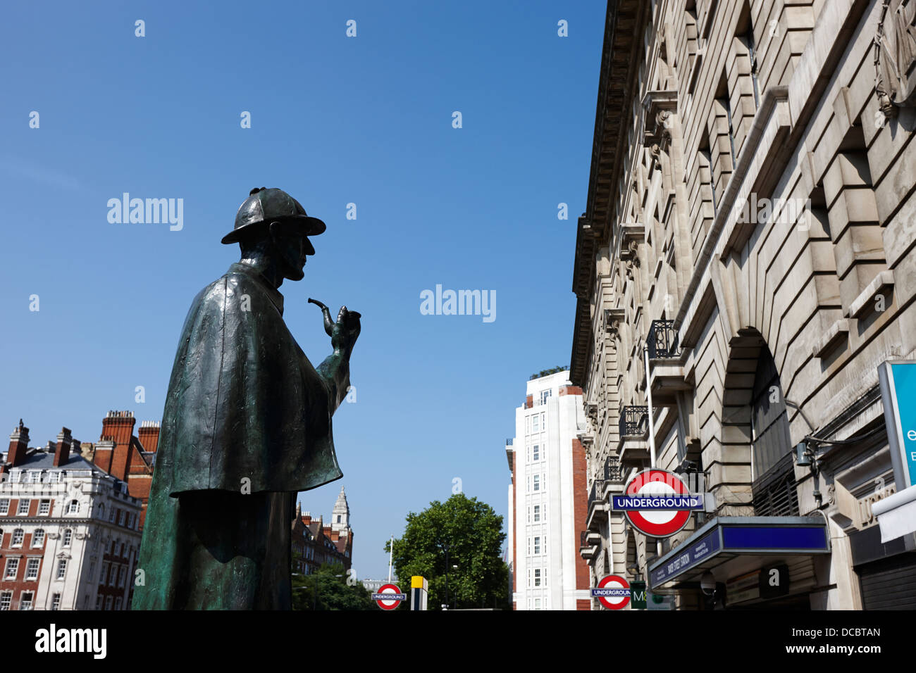 sherlock holmes statue outside baker street station London England UK ...