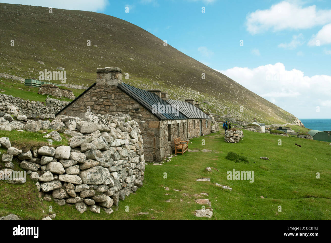 Restored cottages in the Village Street, Hirta, St Kilda, Outer ...